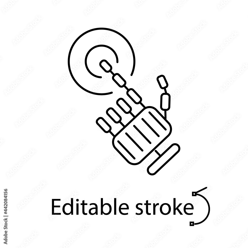 Bio mechanical arm push button outline icon. Palm prosthesis ...