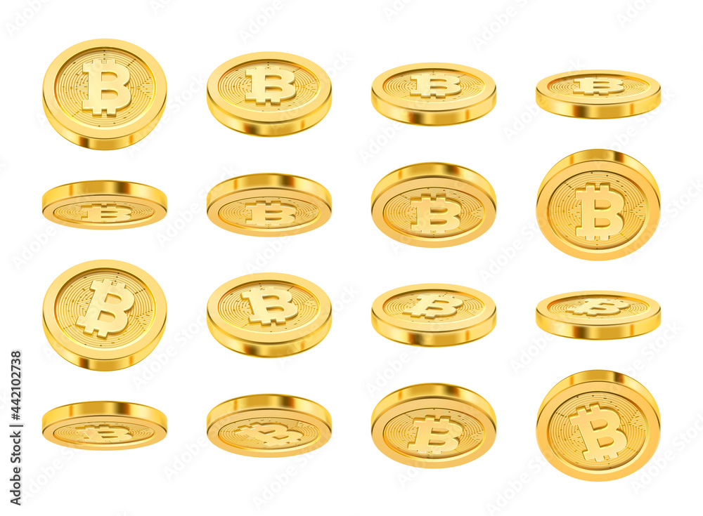 Cryptocurrency in cyberspace, isolated bitcoin realistic icon in ...