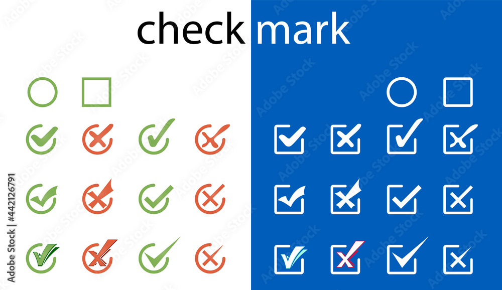 Cross and check mark icon symbol set. Different check signs set ...