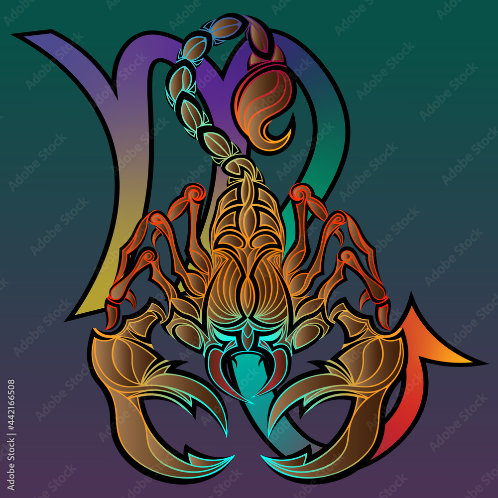 Sign of the zodiac Scorpio. Vector illustration of the astrological ...