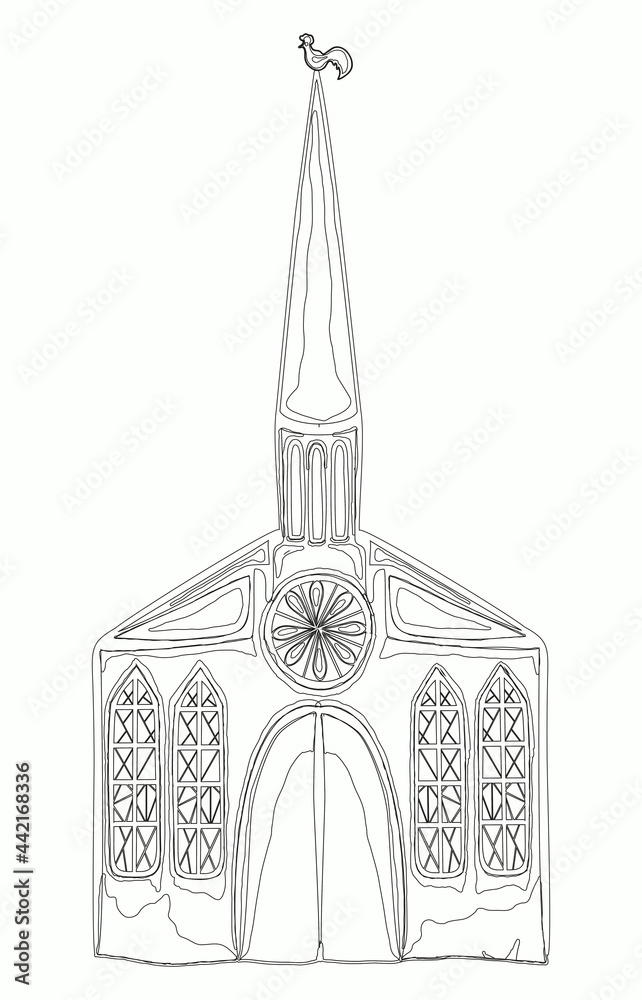 Vector outline drawing of ancient abstract gothic cathedral Stock ...