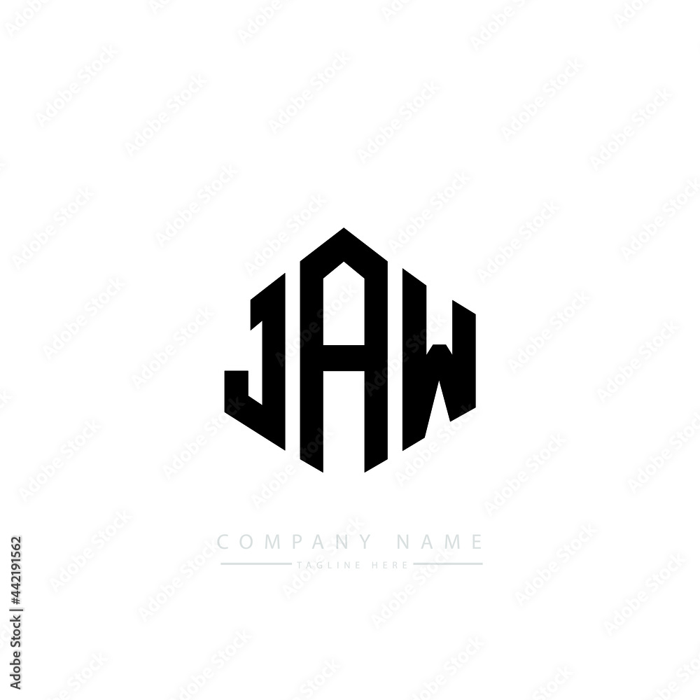 Стоковое векторное изображение «JAW letter logo design with polygon shape. JAW polygon logo ...