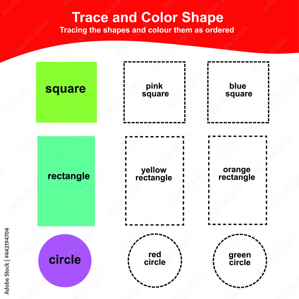 Tracing and coloring the shapes Worksheet. Educational printable math ...