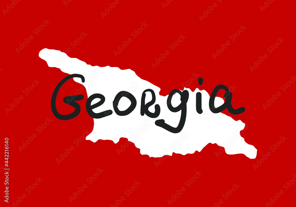 Georgia world map in white color on red background. national Colors of ...