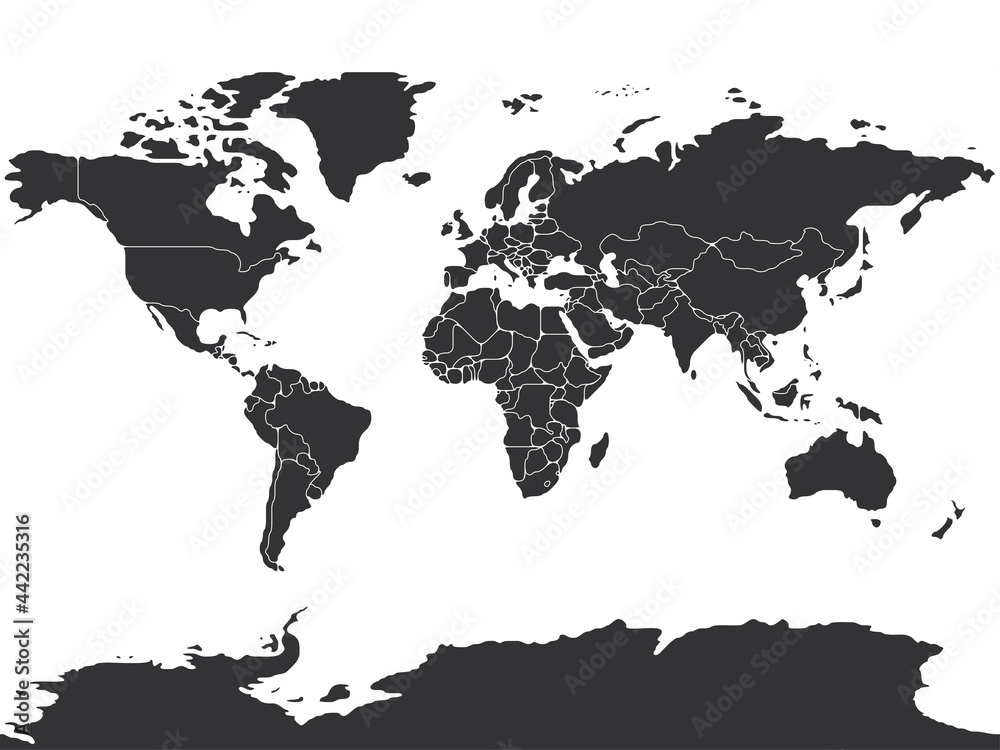 Simplified schematic map of World. Blank political map of countries ...