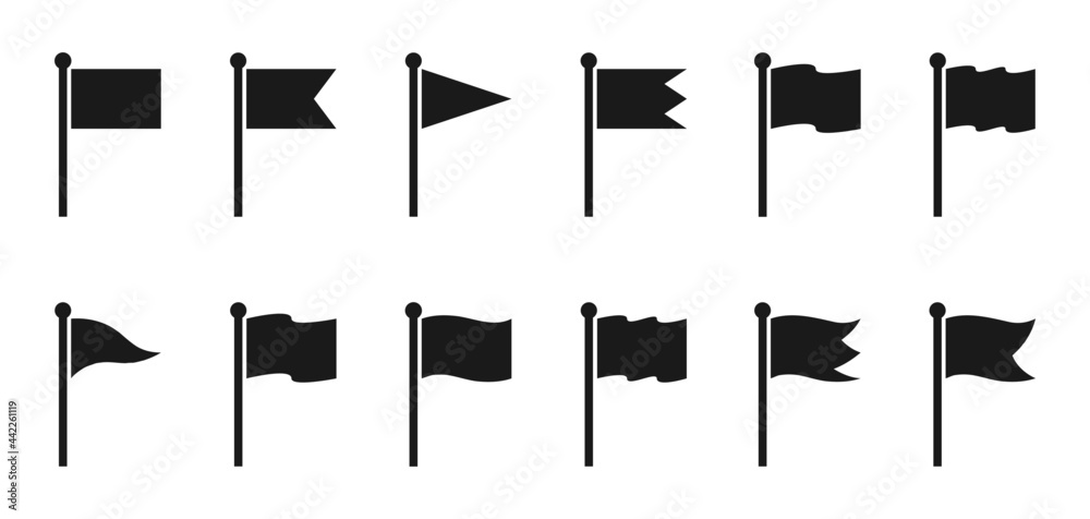 Waving flag icon. Different flag icons set. Stock Vector | Adobe Stock
