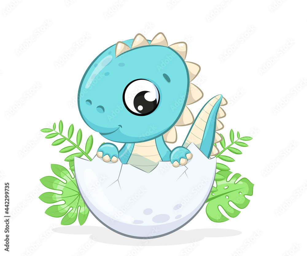 Cute baby dinosaur illustration. Vector illustration for baby shower ...