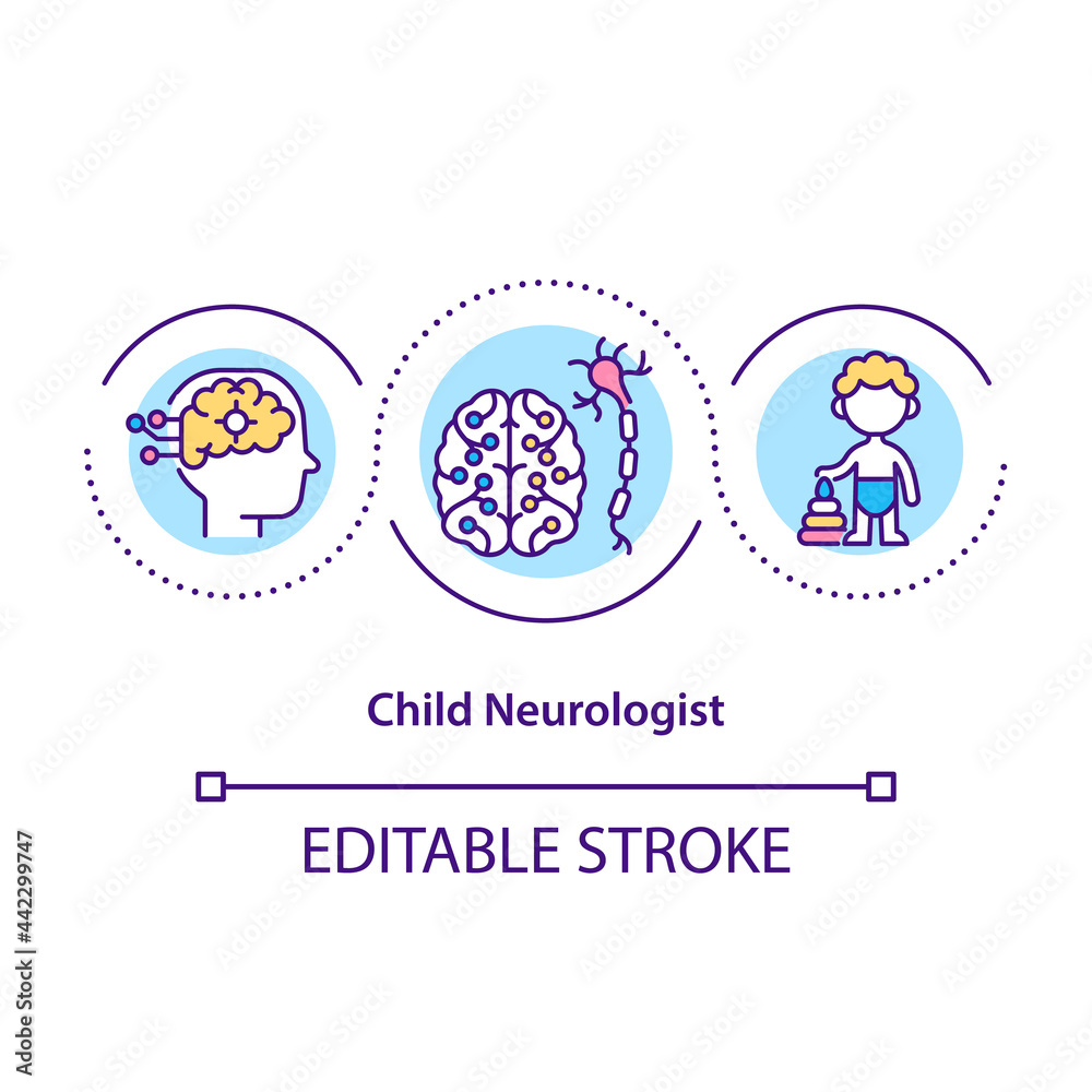Child neurologist concept icon. Treating children from disease ...