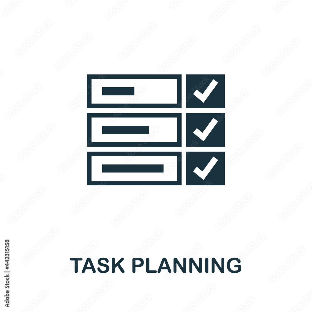 Task Planning icon. Simple creative element. Filled monochrome Task ...