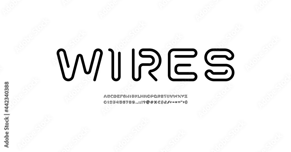 Modern digital style alphabet, trendy font from thin segment rounded ...