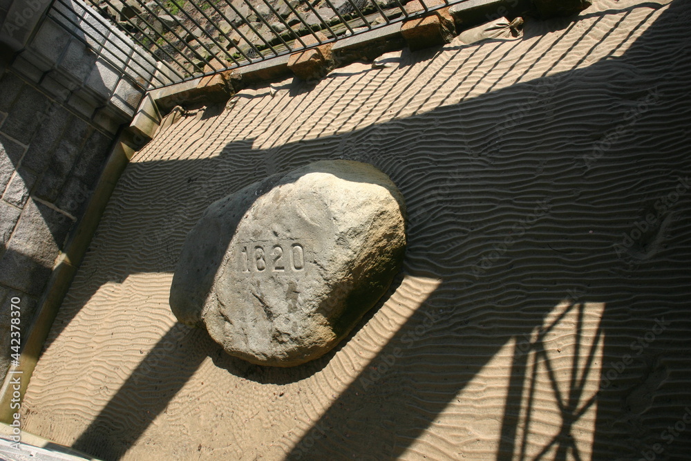 Plymouth Rock Site in Massachusetts showing where the Pilgrims landed ...