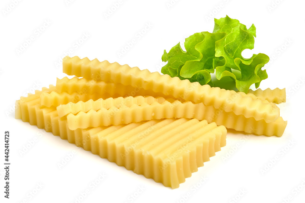 Swiss cheese slices, isolated on white background. High resolution ...