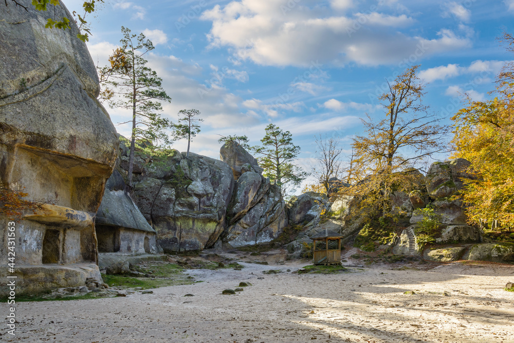Dovbush rocks, group of rocks, natural and man-made caves carved into ...