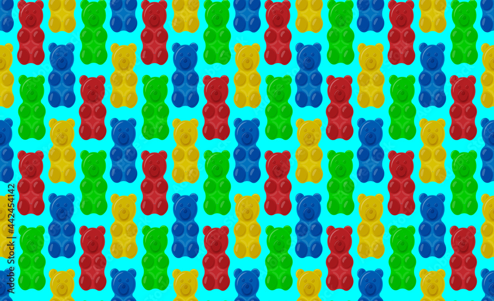 Seamless colorful gummy bears candies background. Sweets vector pattern. Stock Vector | Adobe Stock