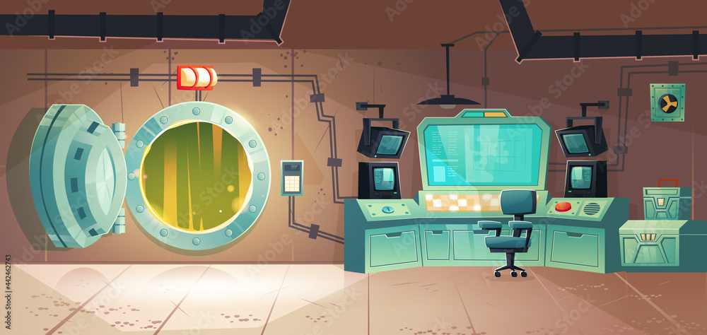 Underground bunker, scientific laboratory for secret project research ...