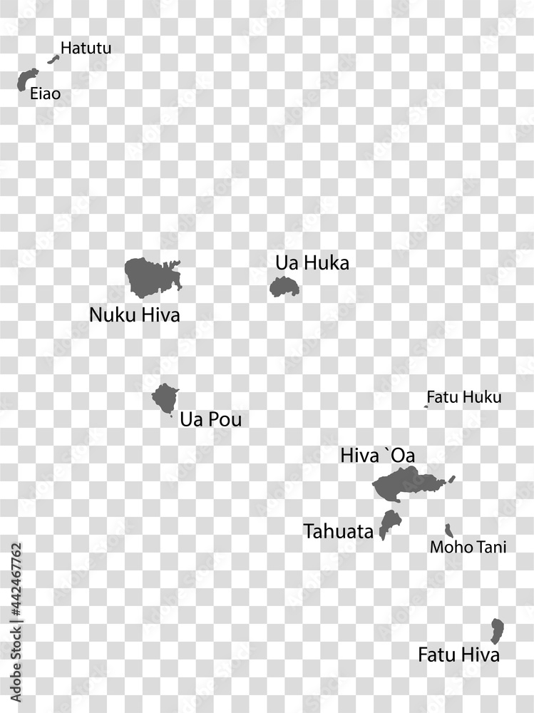 Image vectorielle Stock Blank map Marquesas Islands in gray. Every ...