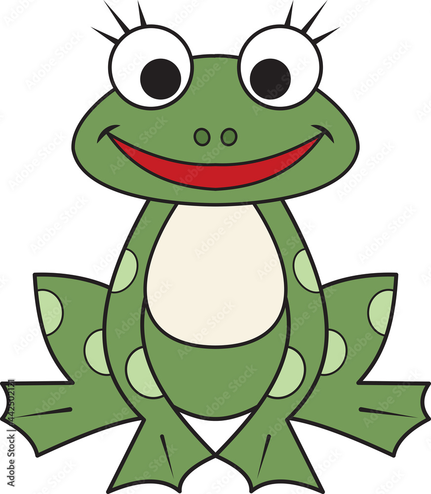Cartoon illustration of funny frog. Cute and funny cartoon characters ...