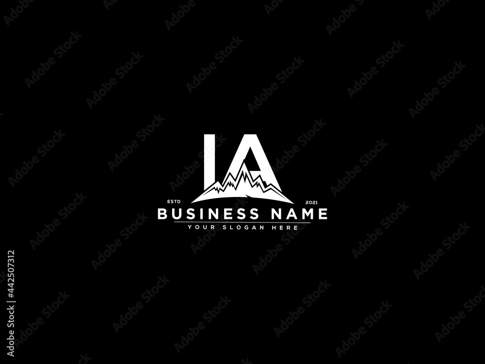 Letter IA Logo, mountain ia logo icon vector for river forest hill ...
