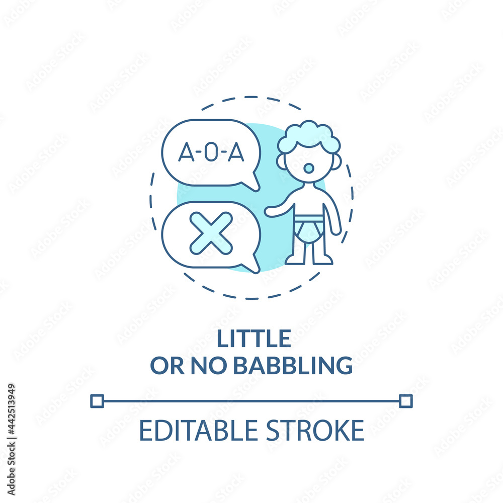 Little and no babbling concept icon. Autism sign in kids abstract idea ...