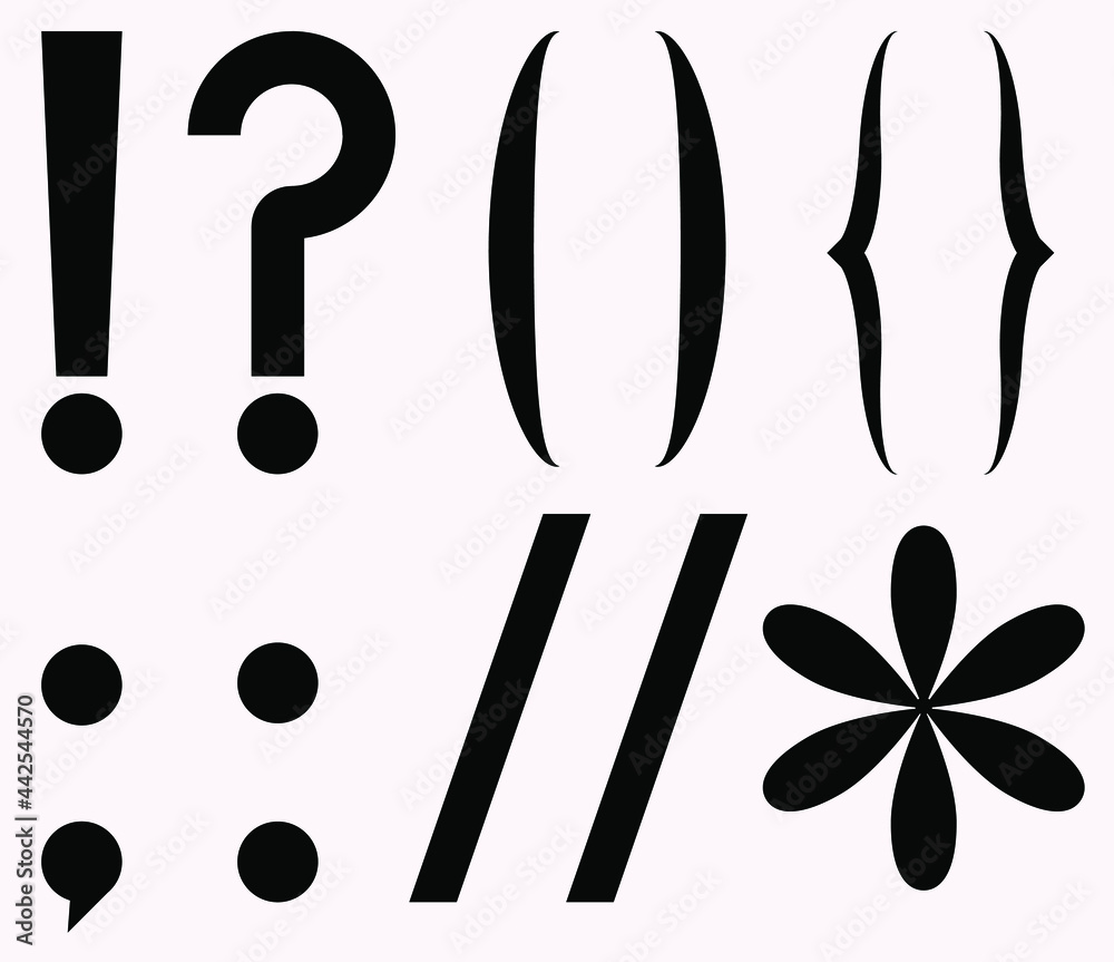 Punctuation marks in black on a white background. Question mark ...