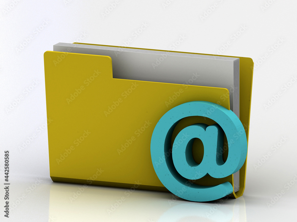 3d illustration of mail folder icon or symbol Stock Illustration ...