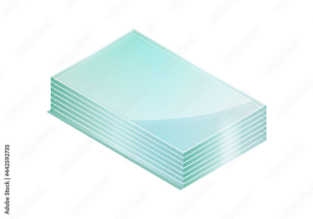 Vector illustration sheets of tempered glass isolated on white ...