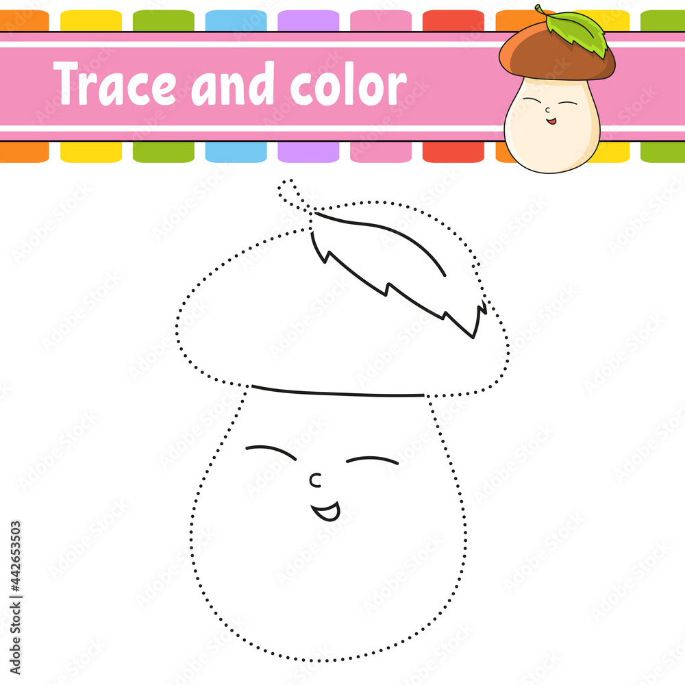 Trace and color. Coloring page for kids. Handwriting practice ...