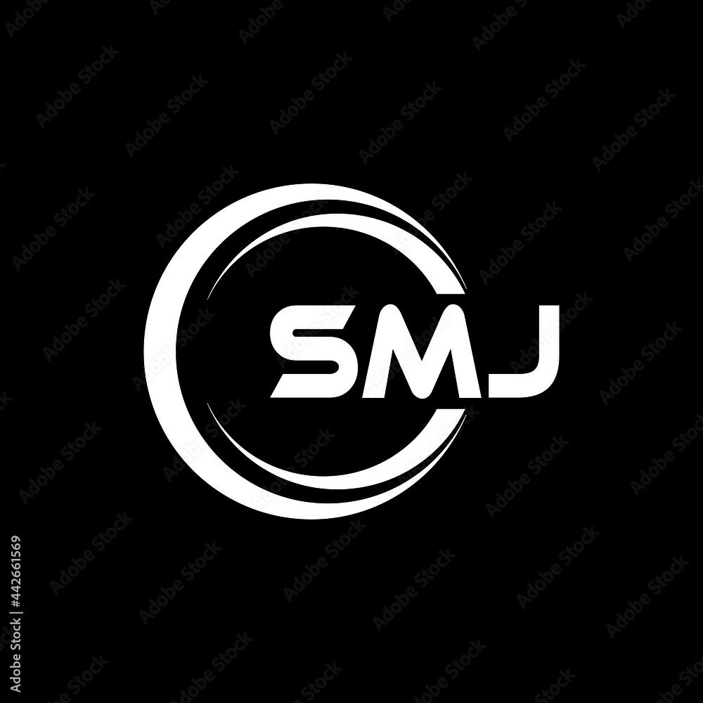 Image vectorielle Stock SMJ letter logo design with black background in ...