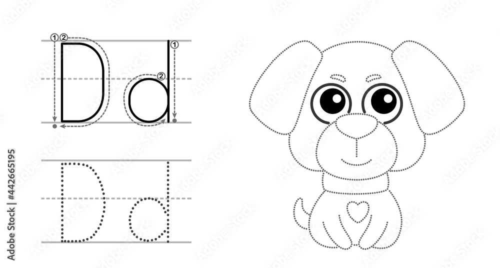 Trace the letter and picture and color it. Educational children tracing ...