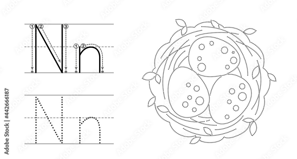 Trace the letter and picture and color it. Educational children tracing ...