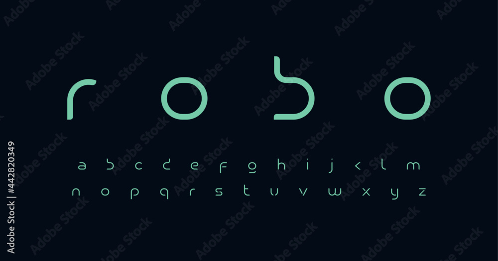 Future font alphabet. Minimal lowercase letters. Smart space ...
