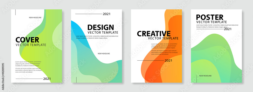 Set of colorful cover design template. Modern gradient shapes ...