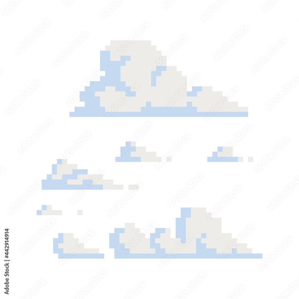 Vector de Stock Clouds pixel art set isolated vector illustration, 8 ...