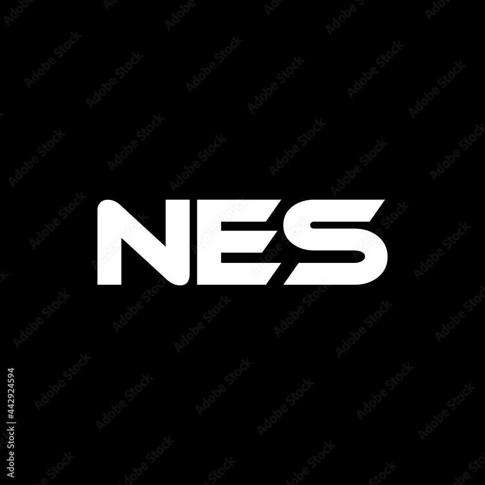 NES letter logo design with black background in illustrator, vector ...