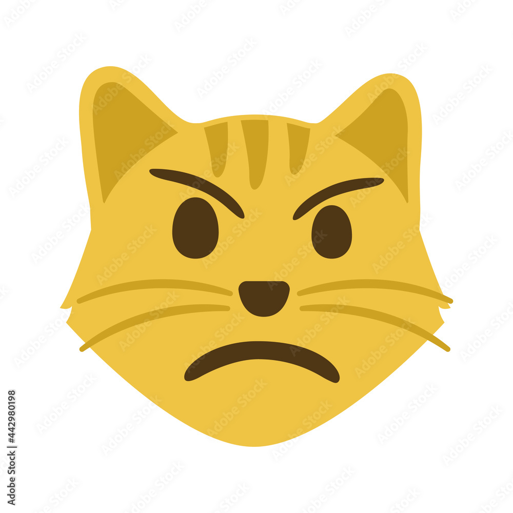 Pouting Cat Sign Emoji Icon Illustration. Animal Vector Symbol Emoticon ...
