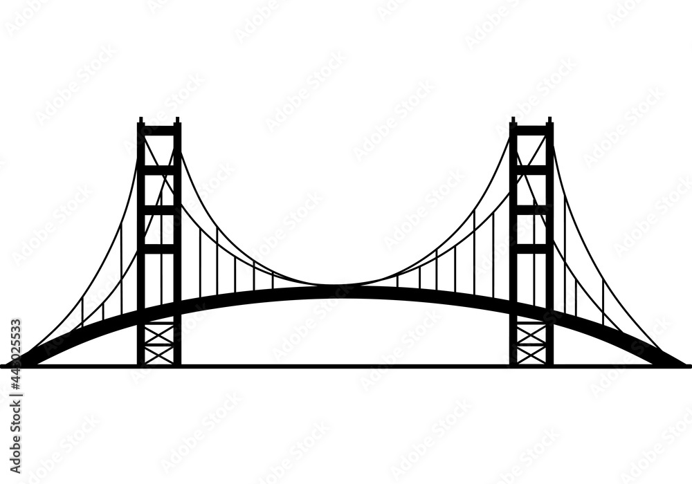 Golden gate bridge silhouette. Vector illustration. Stock Vector ...