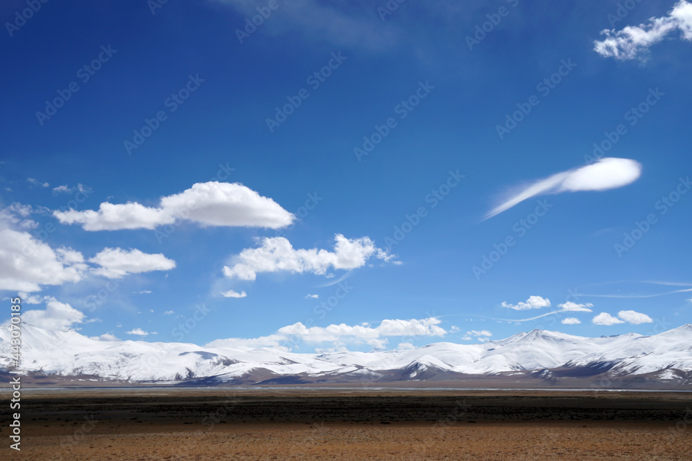 Nature Cloudscape blue Sky and White Clouds Figure like a tadpole over ...