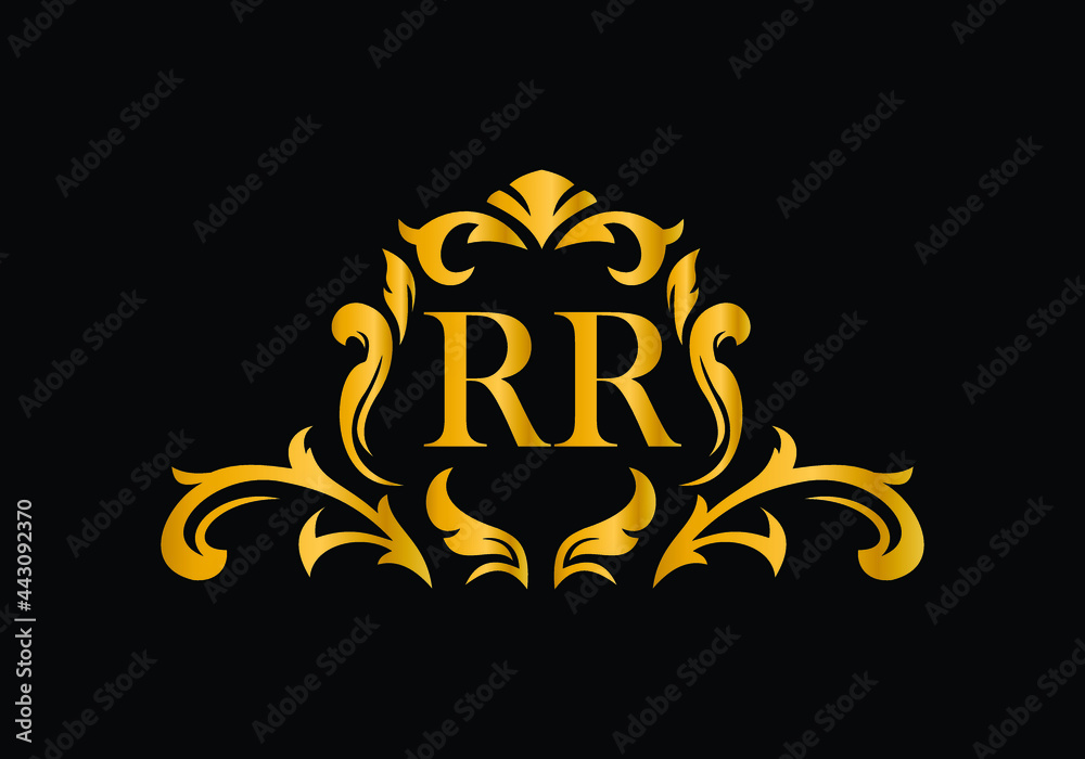 Luxury Alphabet letters RR. Golden Floral alphabet . Monogram initials ...