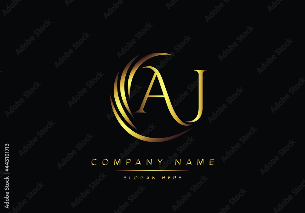 alphabet letters AJ monogram logo, gold color elegant classical Stock ...