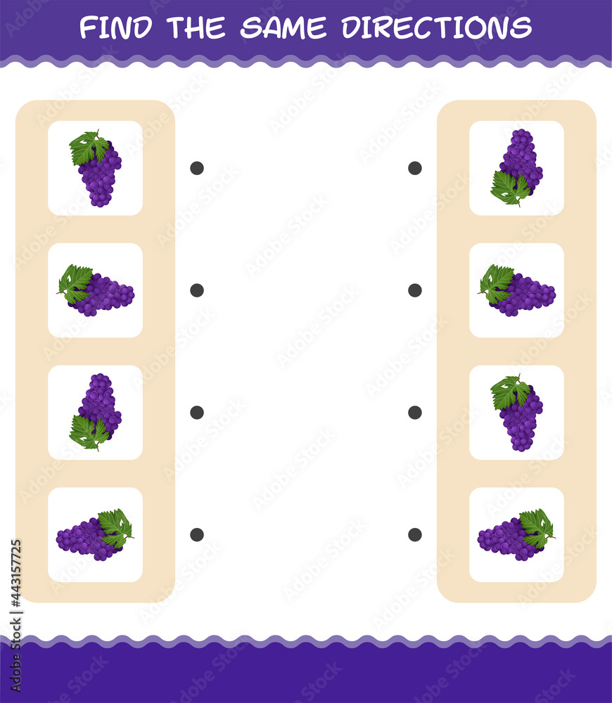 Match the same directions of grape. Matching game. Educational game for ...