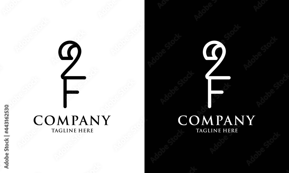 2f letter original monogram line art logo design vector template. Stock ...