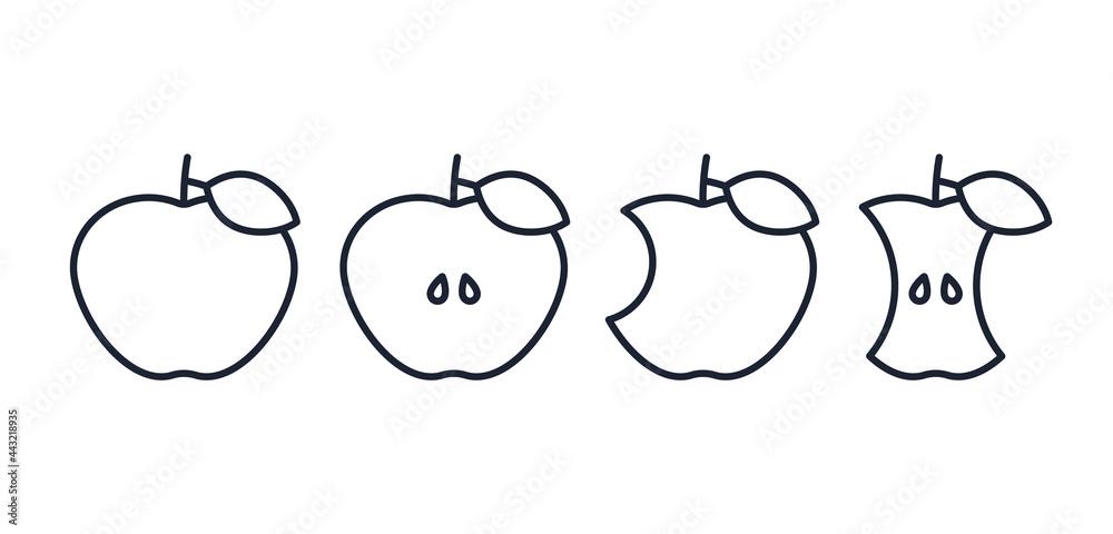 Bitten Apple Drawing Outline