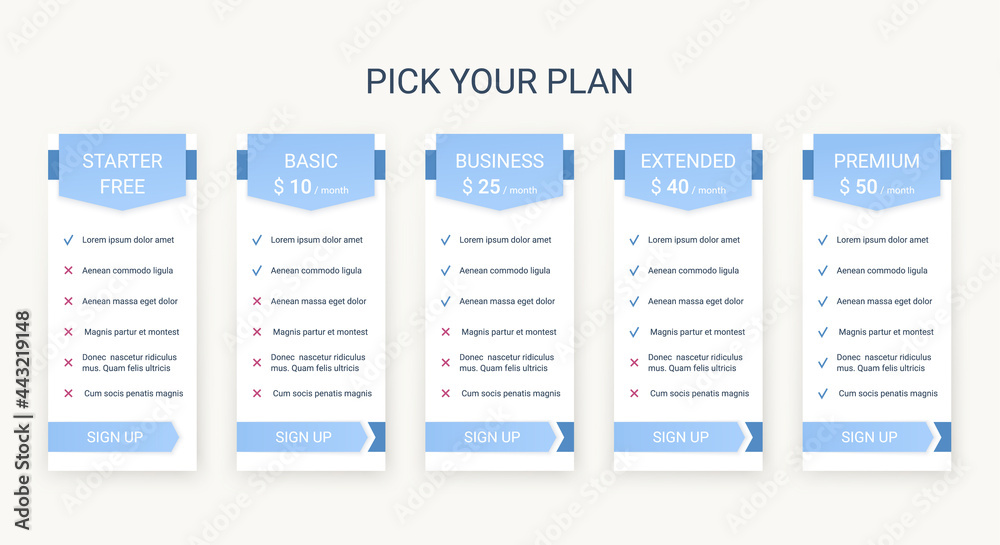 Table chart template. Price comparison layout. Vector. Pricing data ...