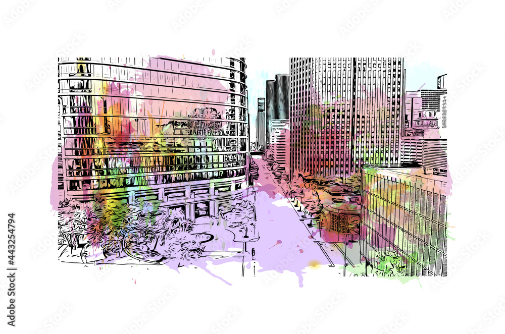 Building view with landmark of Houston is a large metropolis in Texas ...