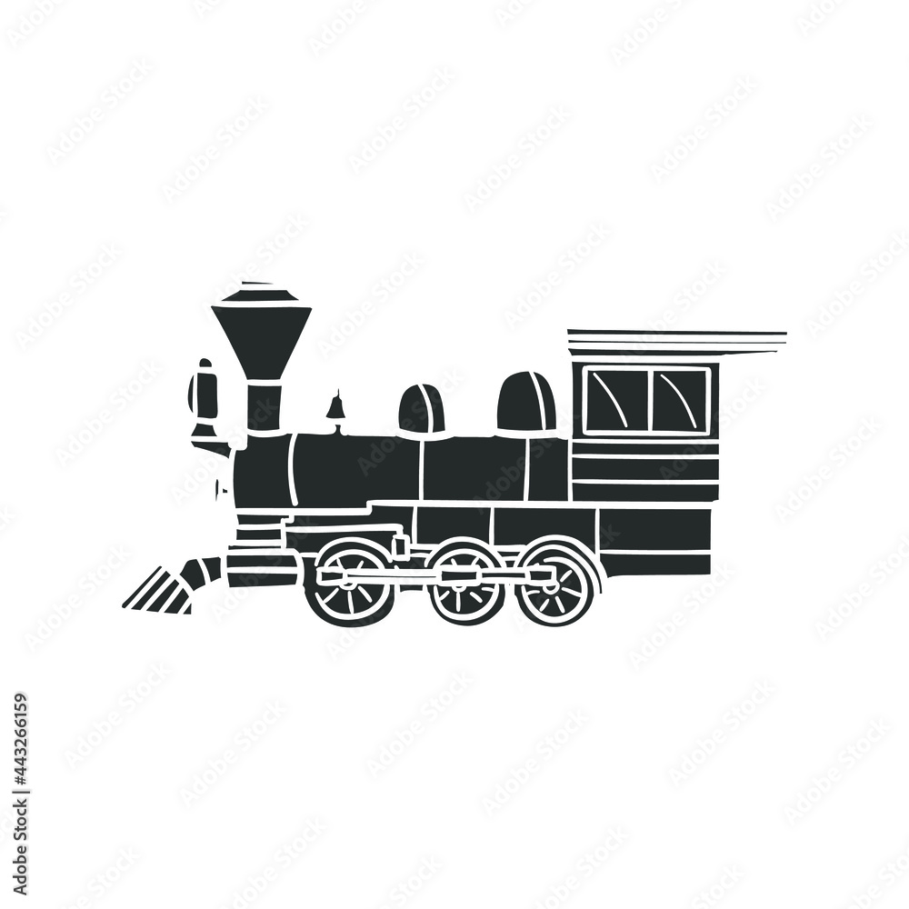 Old Train Icon Silhouette Illustration. Vintage Trasportation Vector ...