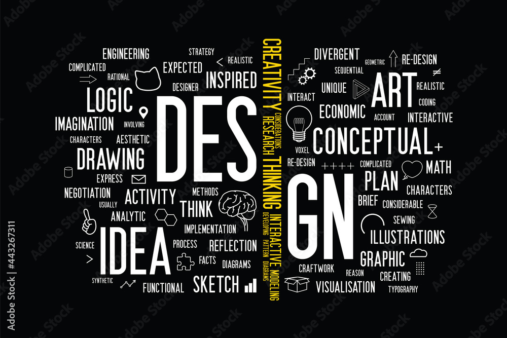 The white word “design” is separated and replaced the letter I with ...