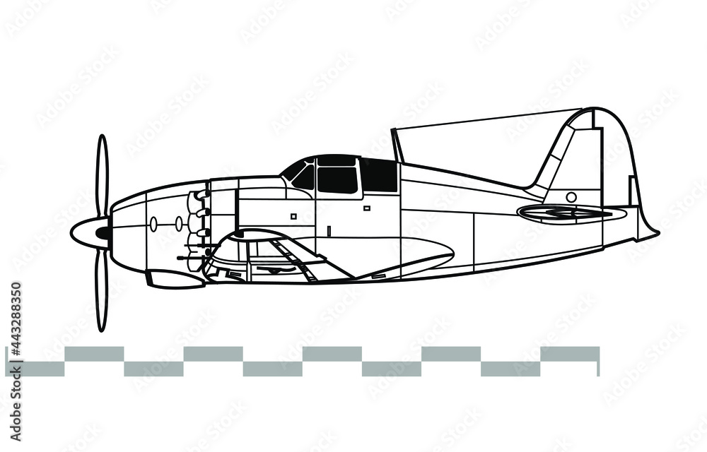 Vector de Stock Mitsubishi J2M Raiden, Jack. Vector drawing of Imperial ...