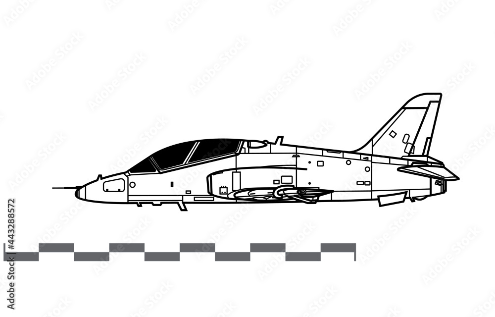 BAE HAWK T1A, T-45 Goshawk. Vector drawing of advanced trainer aircraft ...