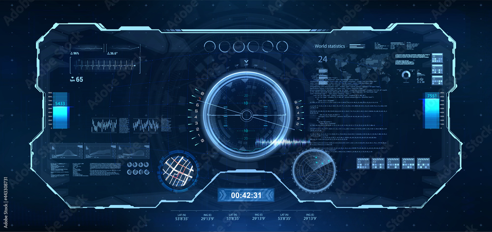 Cockpit helmet with Head-up display. Virtual graphic touch user ...