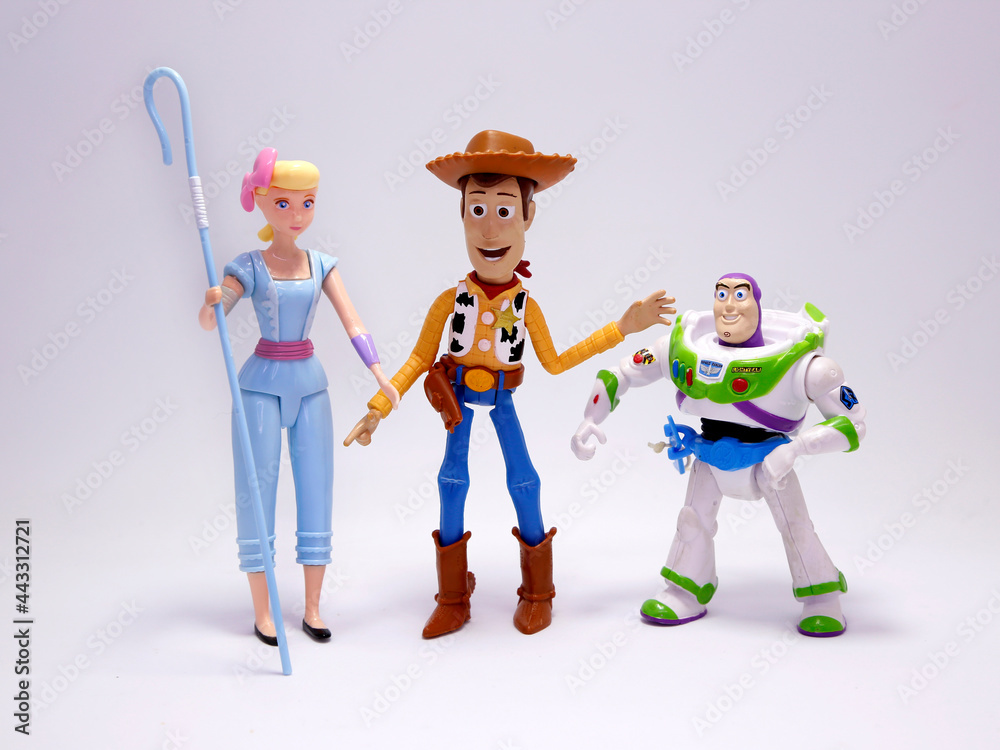 Photo Stock Toy Story movie. Woody, Bo Peep and Buzz Lightyear. Pixar ...